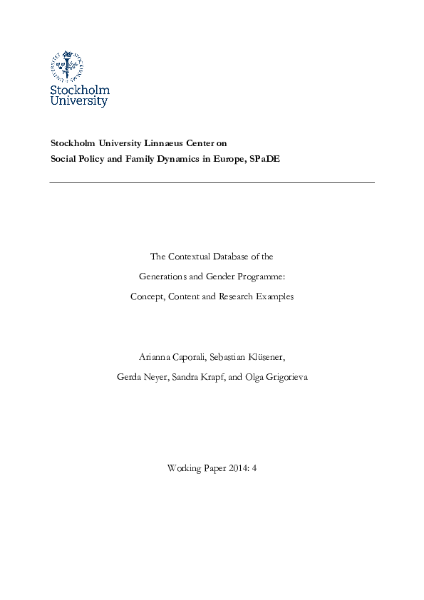(PDF) The Contextual Database of the Generations and Gender Programme ...