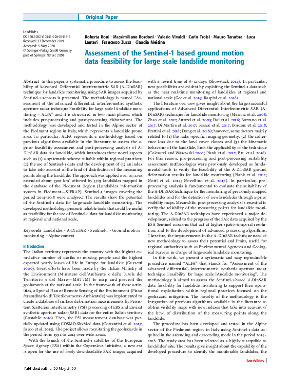 Pdf Assessment Of The Sentinel 1 Based Ground Motion Data Feasibility