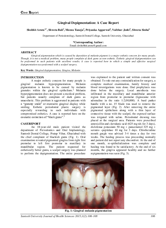 (PDF) Case Report Gingival Depigmentation: A Case Report