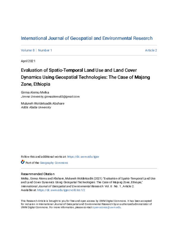 (PDF) Evaluation of Spatio-Temporal Land Use and Land Cover Dynamics Using Geospatial ...