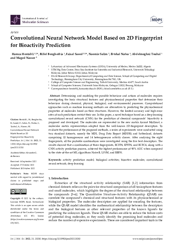 Pdf Convolutional Neural Network Model Based On 2d Fingerprint For Bioactivity Prediction