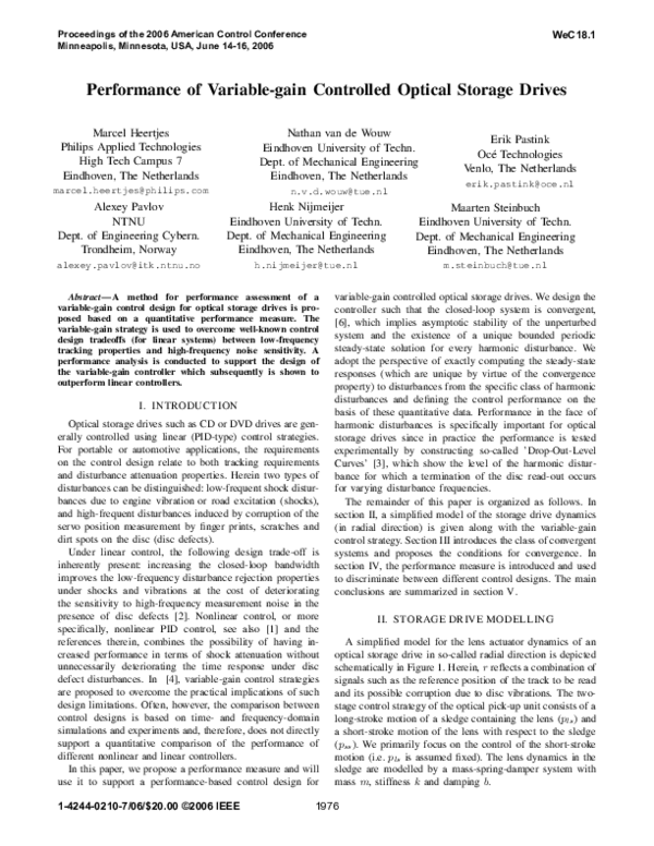Performance of variable-gain controlled optical storage drives