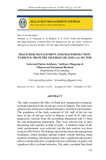 (PDF) Fraud Risk Management and Fraud Reduction