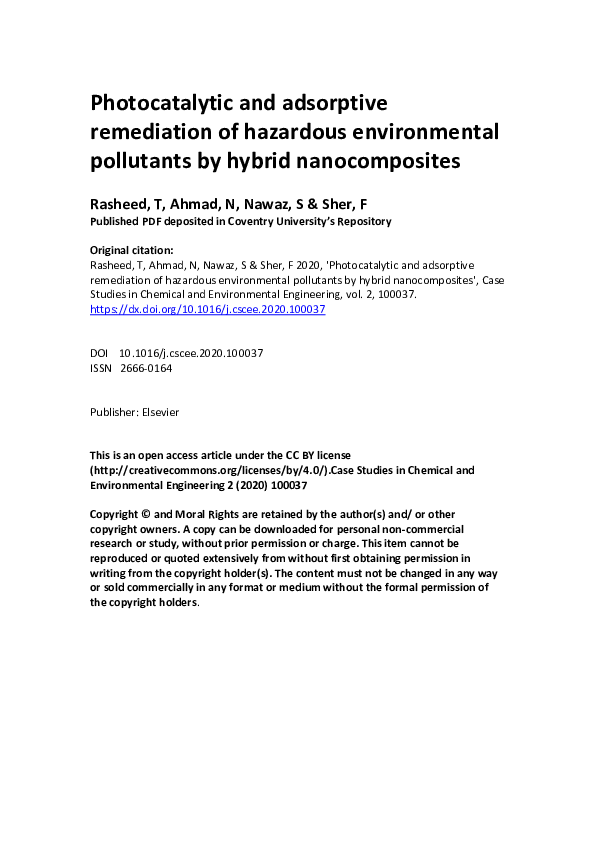 (PDF) Photocatalytic and adsorptive remediation of hazardous ...
