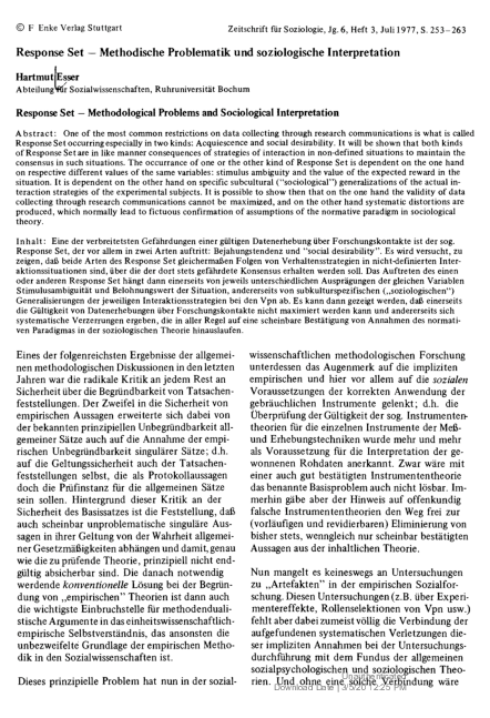 (PDF) Response Set – Methodische Problematik und soziologische ...