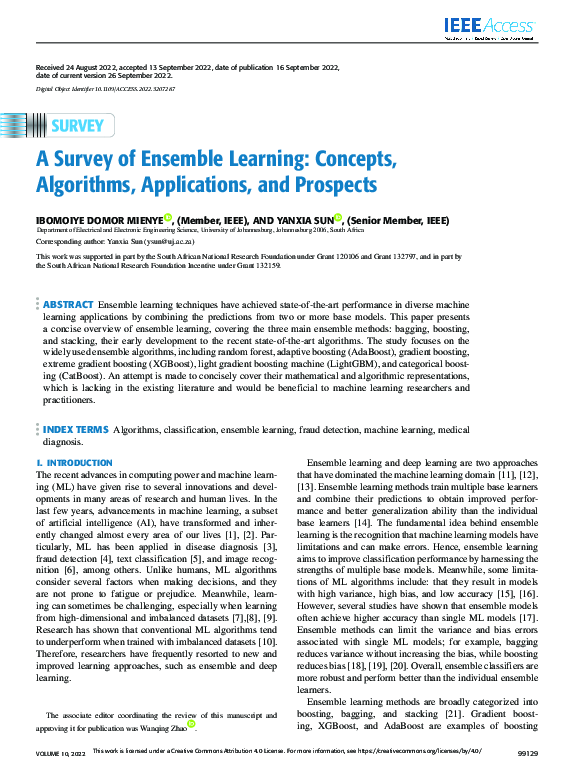 Pdf A Survey Of Ensemble Learning Concepts Algorithms Applications