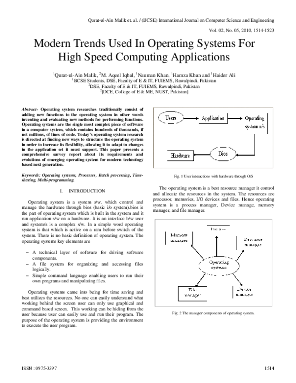 (PDF) Modern Trends Used In Operating Systems For High Speed Computing Applications