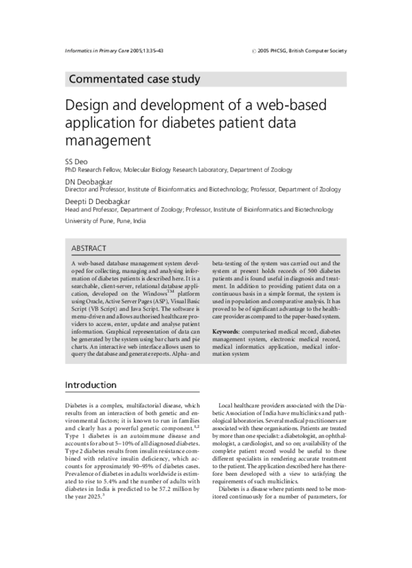 (PDF) Design and development of a web-based application for diabetes ...