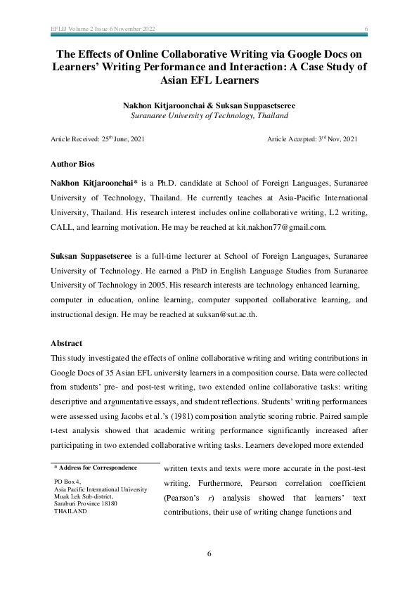(PDF) Effects of Online Collaborative Writing via Google Docs on Learners’ Writing Performance ...