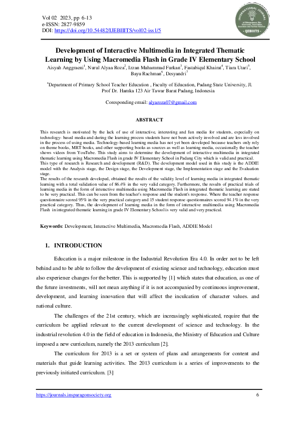 (PDF) Development of Interactive Multimedia in Integrated Thematic ...