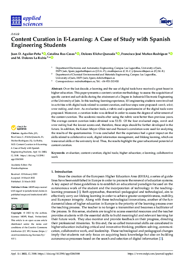 (PDF) Content Curation in E-Learning: A Case of Study with Spanish Engineering Students