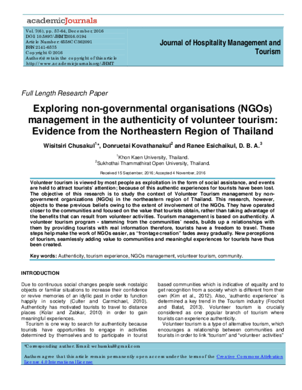 (PDF) Exploring non-governmental organisations (NGOs) management in the ...