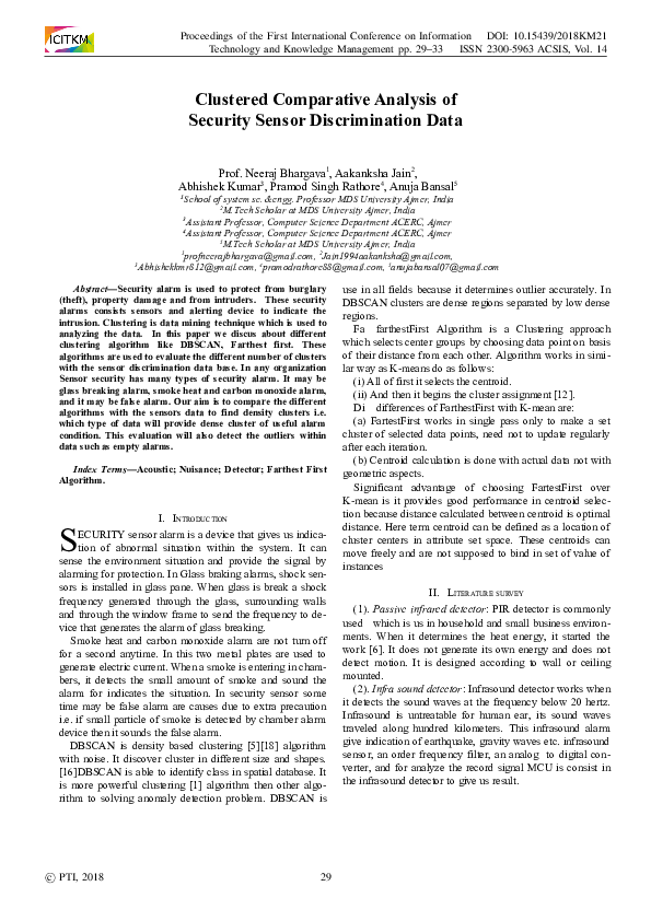 (PDF) Clustered Comparative Analysis of Security Sensor Discrimination Data