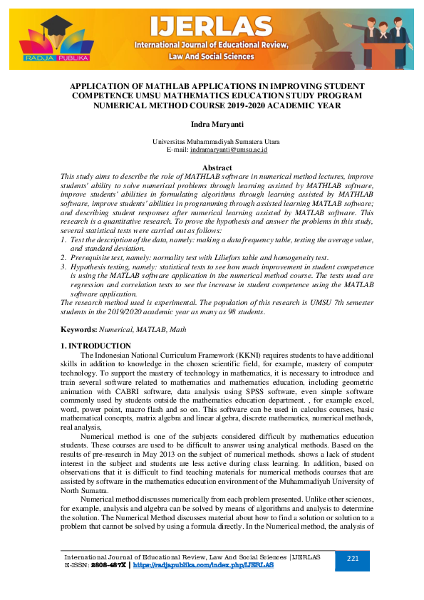 (PDF) Application of Mathlab Applications in Improving Student Competence Umsu Mathematics ...