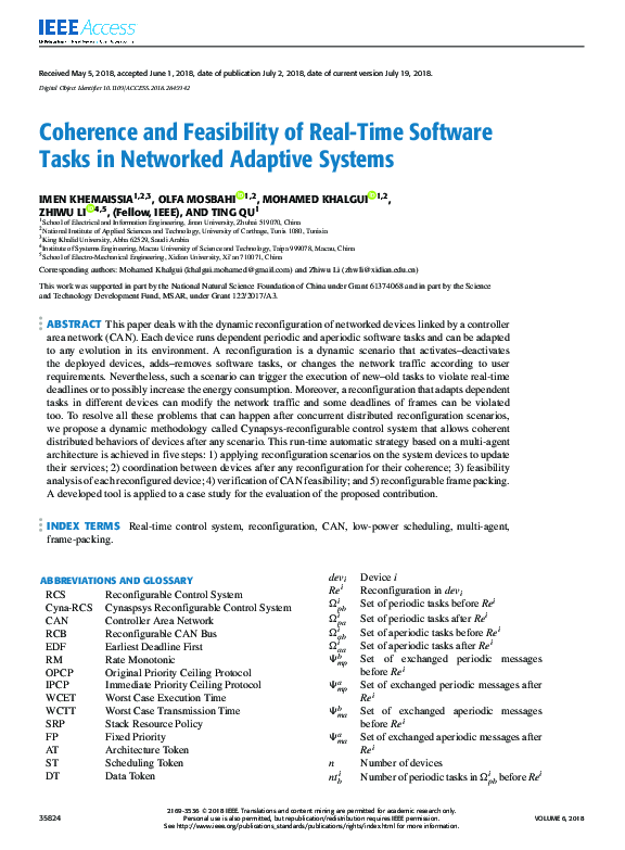 (PDF) Coherence and Feasibility of Real-Time Software Tasks in Networked Adaptive Systems