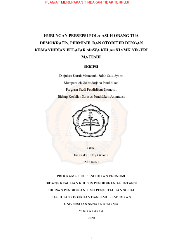 (PDF) Hubungan pola asuh orang tua demokratis, permisif, dan otoriter dengan kemandirian belajar ...