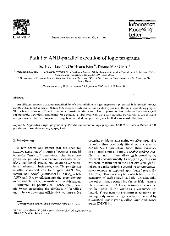 (PDF) Path for AND-parallel execution of logic programs