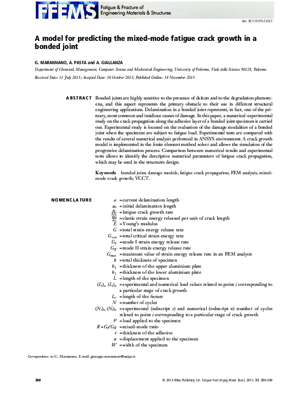 A model for predicting the mixed-mode fatigue crack growth in a bonded joint