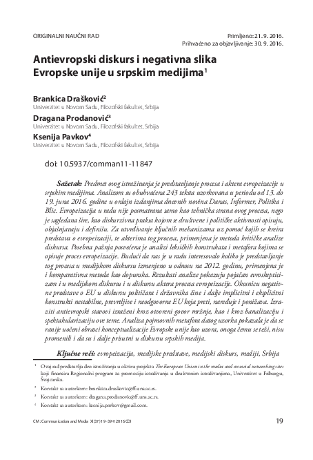 (PDF) Anti-European discourse and negative image of the European Union ...