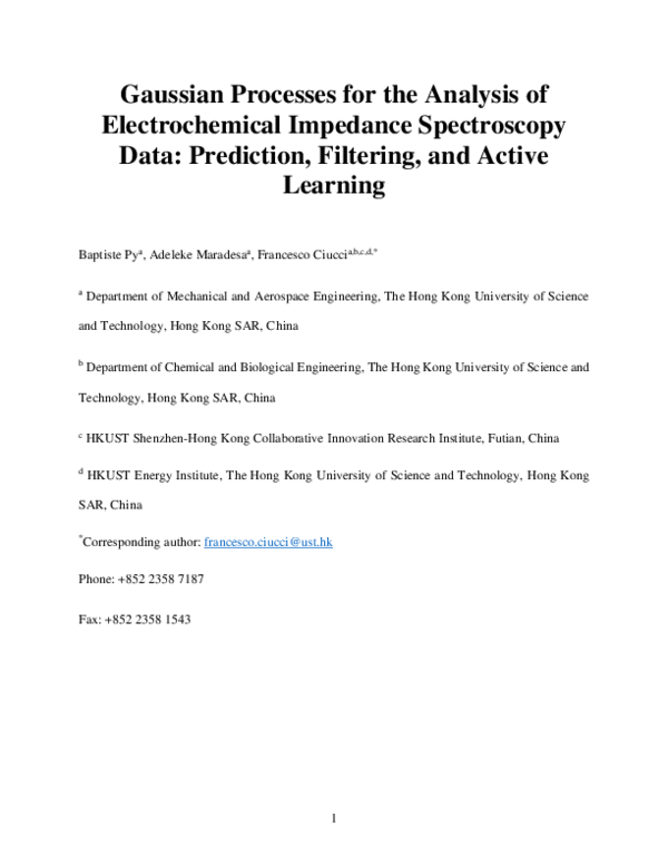 (PDF) Gaussian Processes for the Analysis of Electrochemical Impedance Spectroscopy Data ...