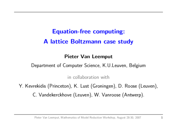 (PDF) Equation-free computing: a lattice Boltzmann case study