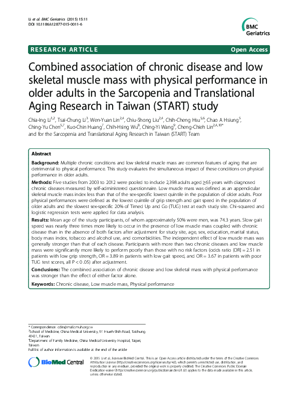 (PDF) Combined association of chronic disease and low skeletal muscle ...