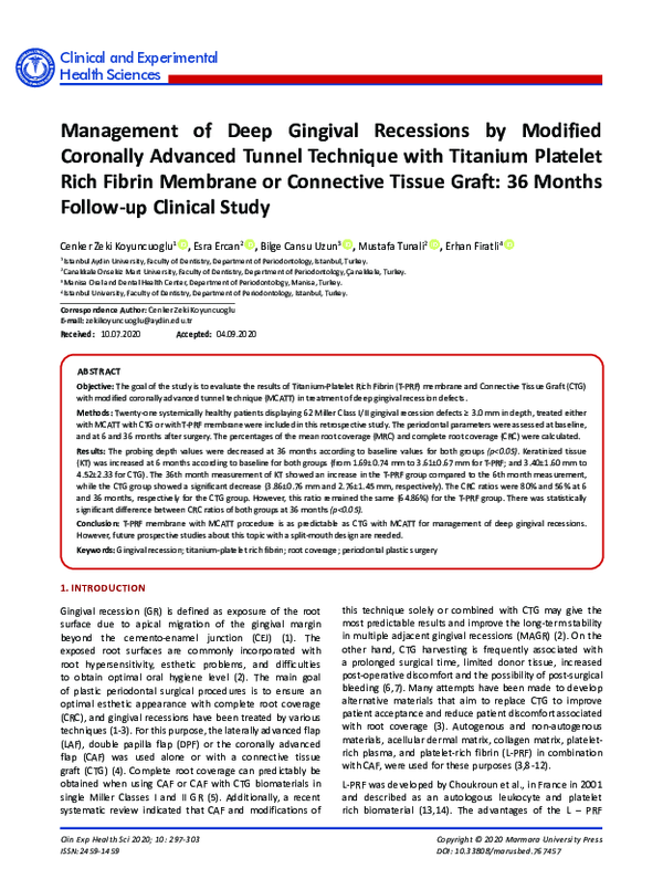 (PDF) Management of Deep Gingival Recessions by Modified Coronally ...