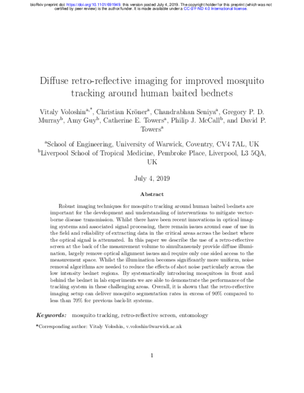 (PDF) Diffuse retro-reflective imaging for improved video tracking of ...
