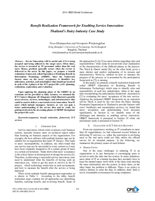 (PDF) Benefit Realization Framework for Enabling Service Innovation ...
