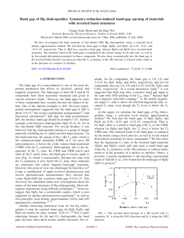 (PDF) Band gap of Hg chalcogenides: Symmetry-reduction-induced band-gap opening of materials ...