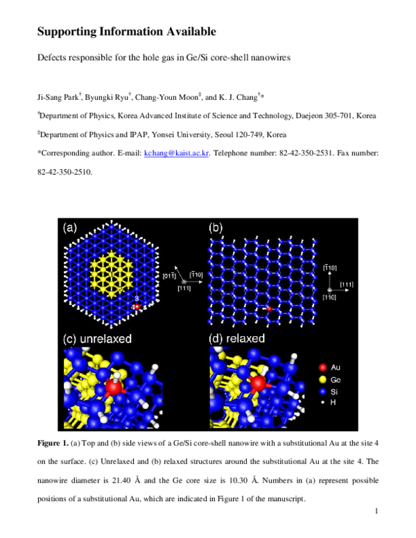 (PDF) Defects Responsible for the Hole Gas in Ge/Si Core−Shell ...