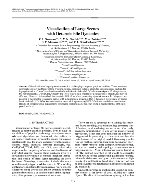 (PDF) Visualization of Large Scenes with Deterministic Dynamics