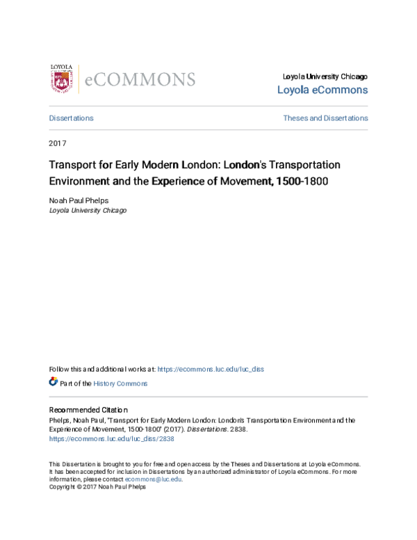 (PDF) Transport for Early Modern London: London\u27s Transportation ...