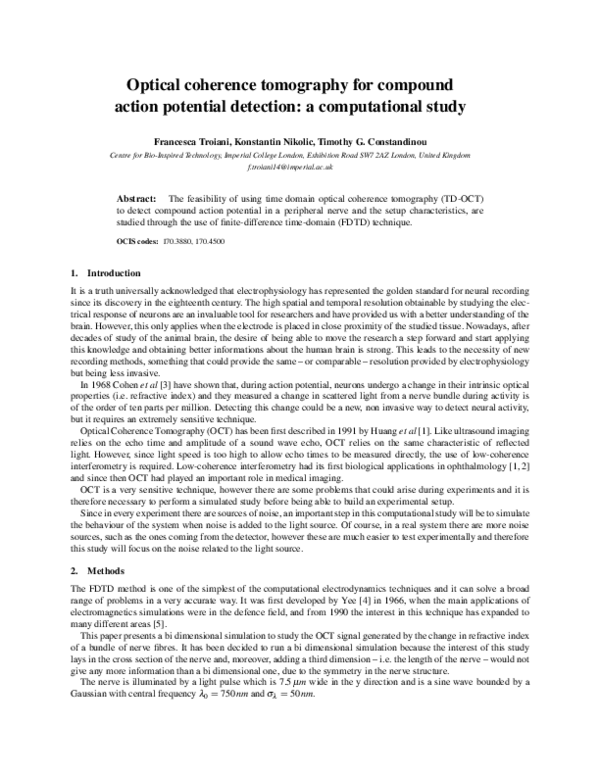 (PDF) Optical coherence tomography for compound action potential detection: a computational study