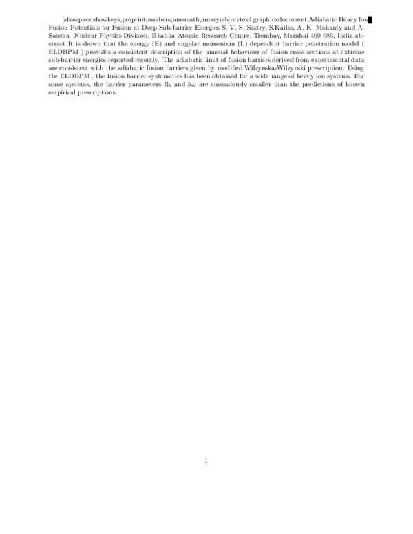 (PDF) Adiabatic heavy-ion fusion potentials for fusion at deep sub ...