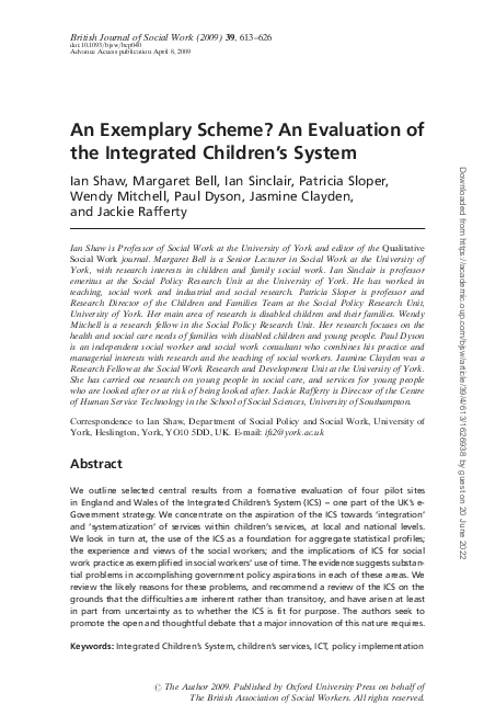 (PDF) An Exemplary Scheme? An Evaluation of the Integrated Children's ...