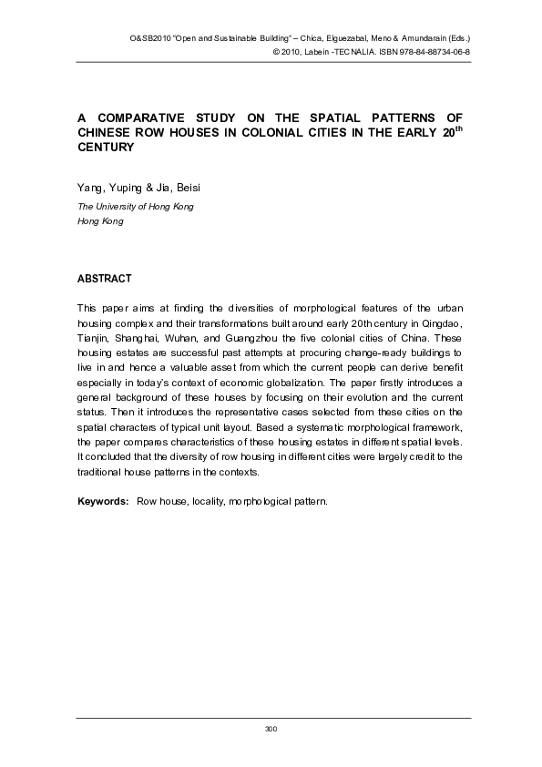 (PDF) A comparative study on the spatial patterns of Chinese row houses ...