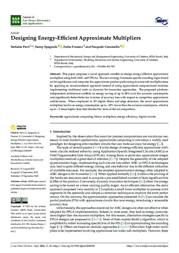 (PDF) Designing Energy-Efficient Approximate Multipliers