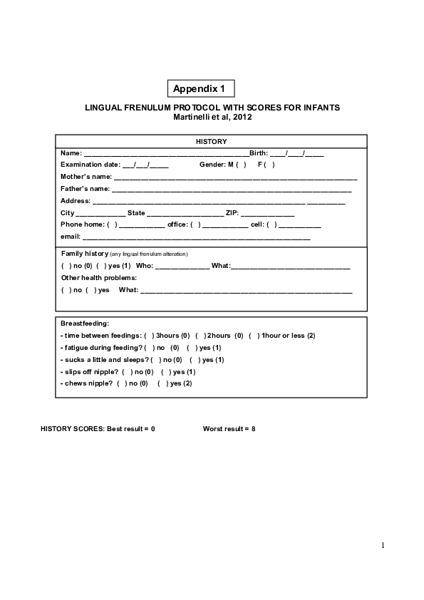 (PDF) Lingual Frenulum Protocol with scores for infants