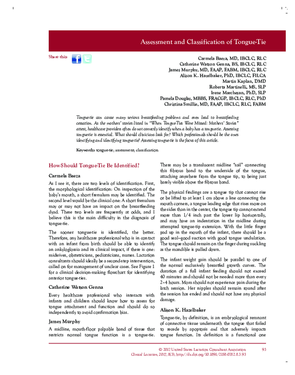 (PDF) Assessment and Classification of Tongue-Tie