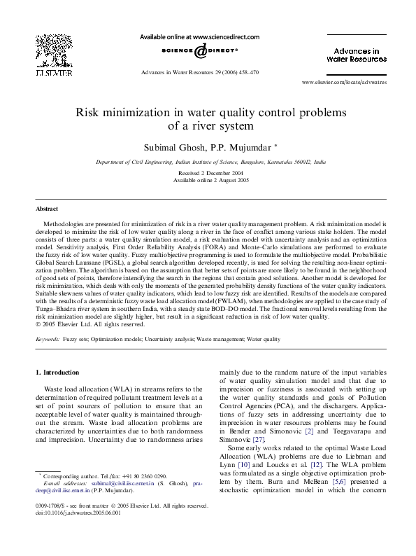(PDF) Risk minimization in water quality control problems of a river ...