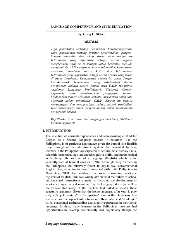 (PDF) Language Competency and Civic Education