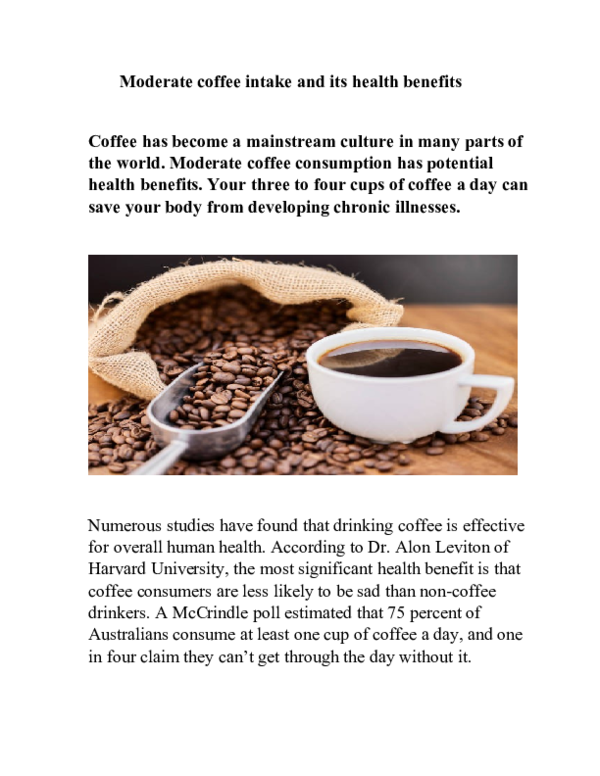(DOC) Moderate Coffee Intake and its Health Benefits