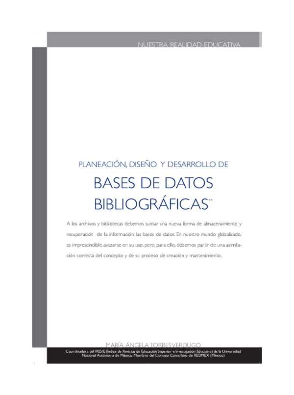 (PDF) Planeación, diseño y desarrollo de bases de datos bibliográficas