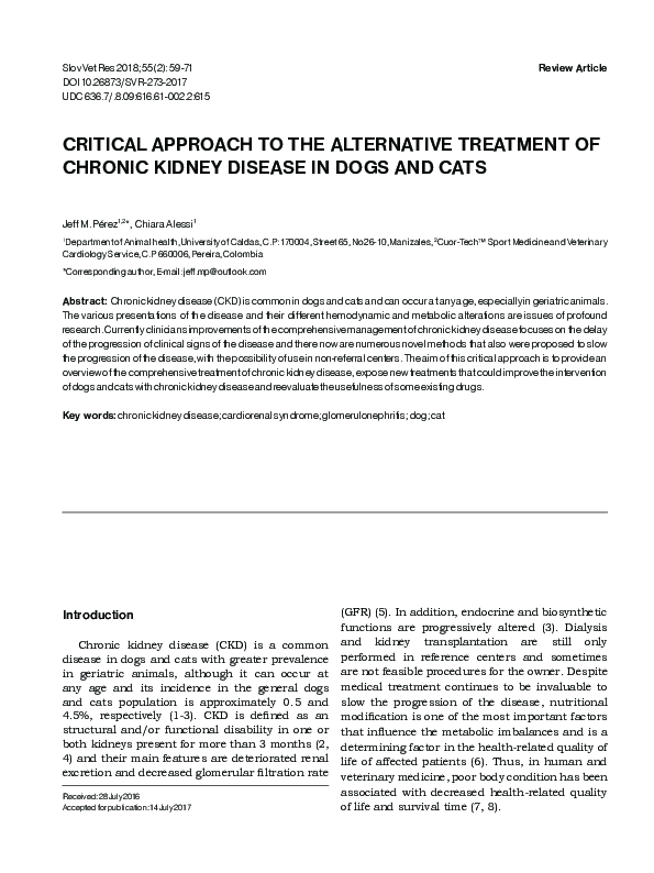 (PDF) Critical Approach to the Alternative Treatment of Chronic Kidney ...
