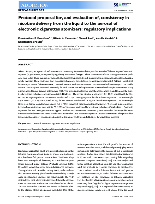 (PDF) Protocol proposal for, and evaluation of, consistency in nicotine ...