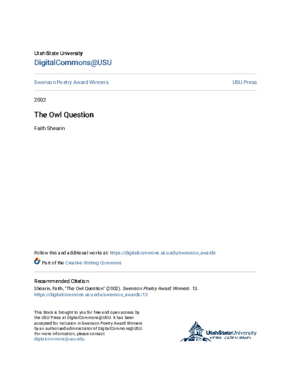 (PDF) The Owl Question | Mark Doty - Academia.edu