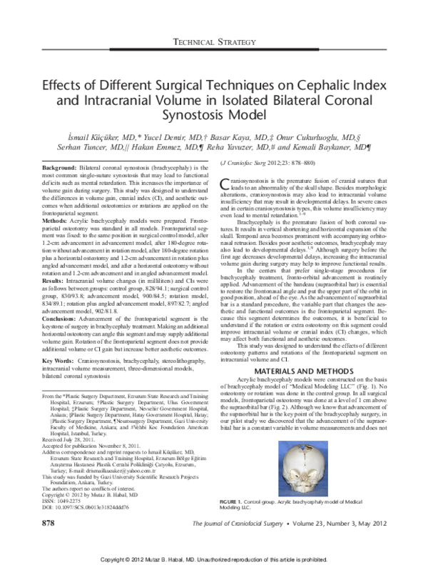 (PDF) Effects of Different Surgical Techniques on Cephalic Index and ...