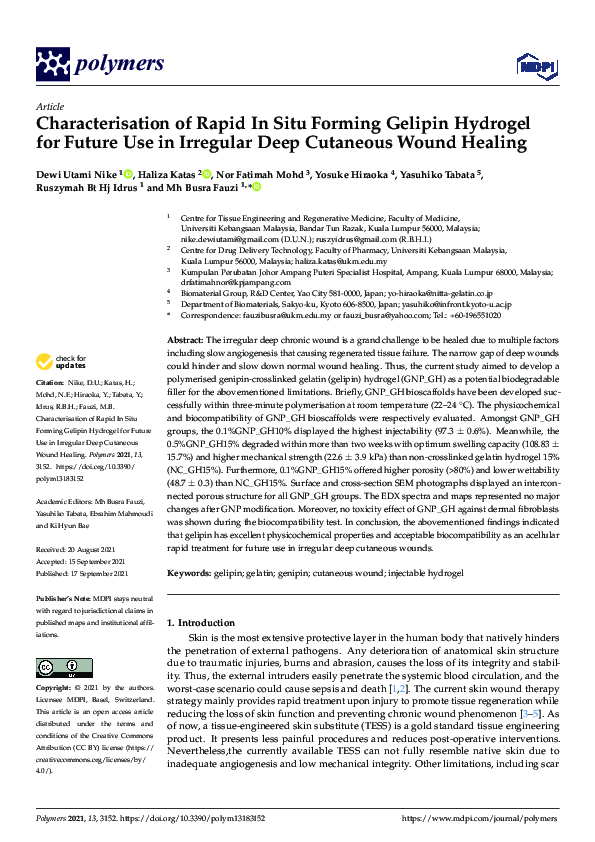 (PDF) Characterisation of Rapid In Situ Forming Gelipin Hydrogel for ...