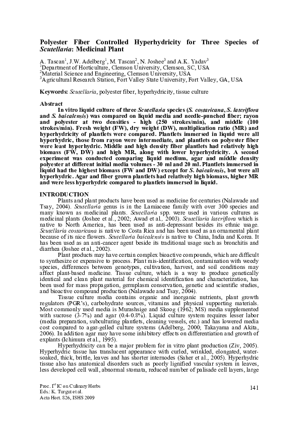 (PDF) Polyester Fiber Controlled Hyperhydricity for Three Species of ...